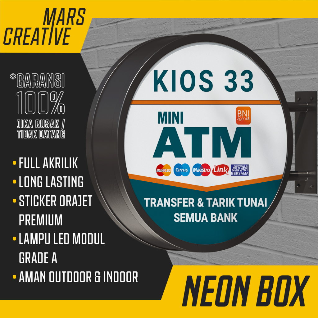 Jual Neon Box Indoor Outdoor 90cm x 90cm Premium Custom 2 Sisi ...