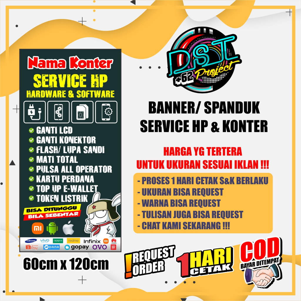 Jual BANNER / SPANDUK SERVICE HP & KONTER 60CM X 120CM | Shopee Indonesia