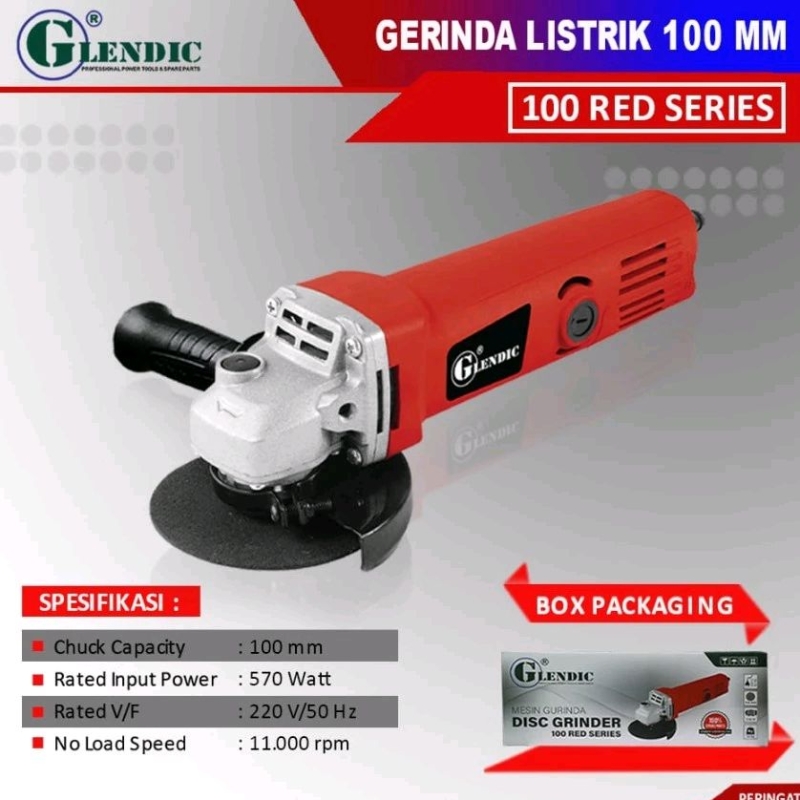 Jual Mesin Gerinda GLENDIC 100 Red Series Disc Grinder 4 inch | Shopee ...