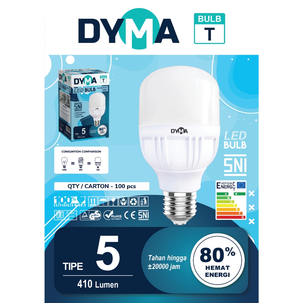 Jual Lampu LED Putih Dyma 5W 10W 15W 20W 30W Bohlam LED | Shopee Indonesia