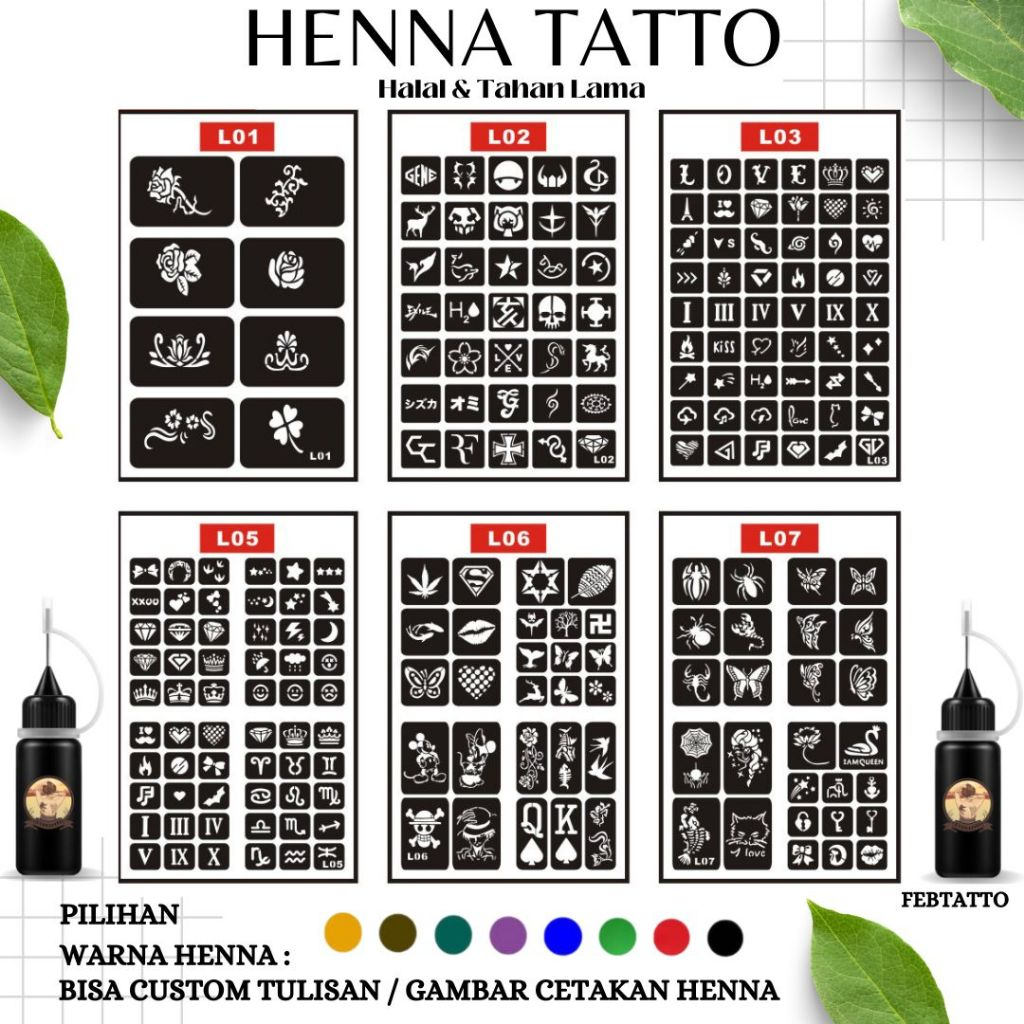 Jual Henna Tato Halal Tahan Lama Bisa Custom Hena Kit 10ml HEN L01 ...