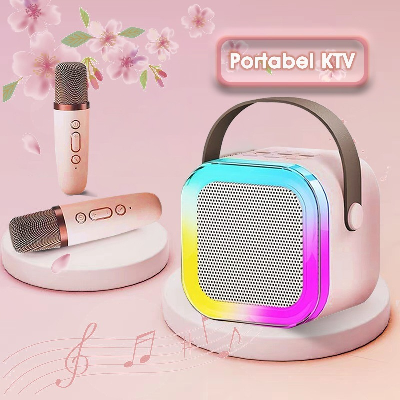 Jual Mini Karaoke speaker bluetooth Bass P2 Microphone Premium set ...