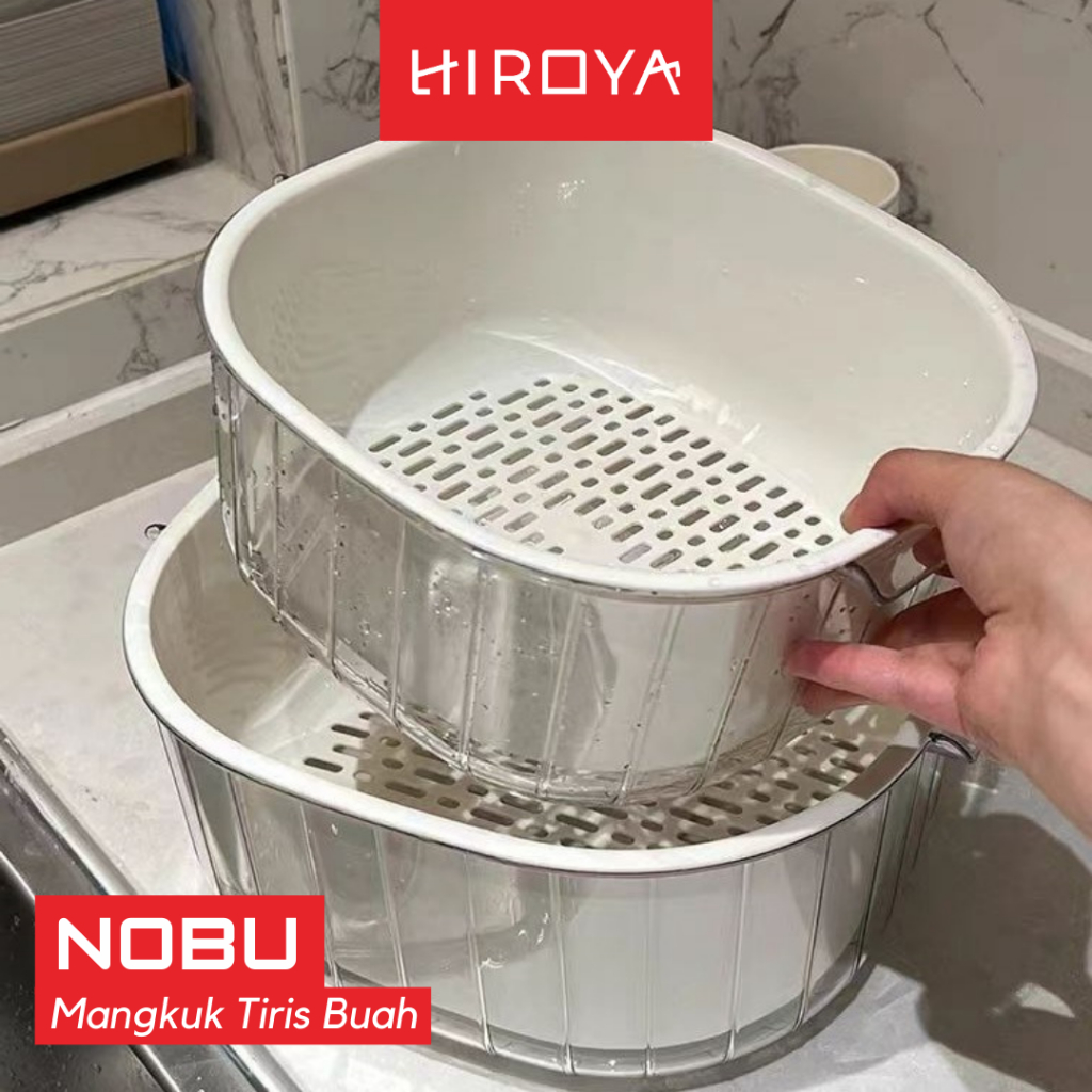 Jual 【HIROYA】NOBU Mangkuk Peniris Makanan Mudah Mangkok Pencuci Dapur ...
