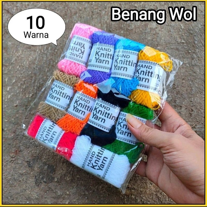 Jual 1 Pak Benang Wol Kecil Isi 10 Warna ( WARNA CERAH ) | Shopee Indonesia