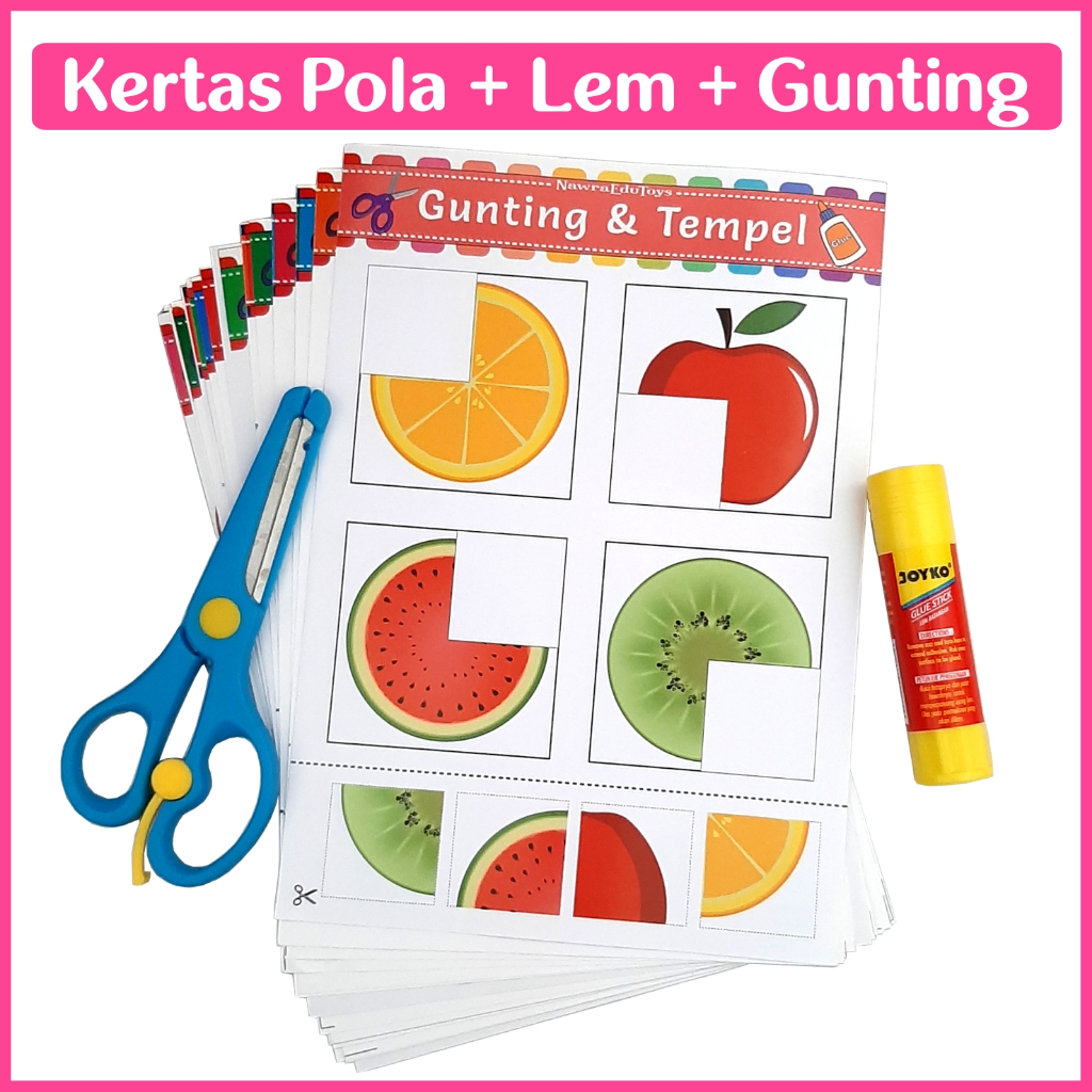 Jual Mainan Edukasi Menggunting dan MENEMPEL, Lembar aktivitas Gunting ...