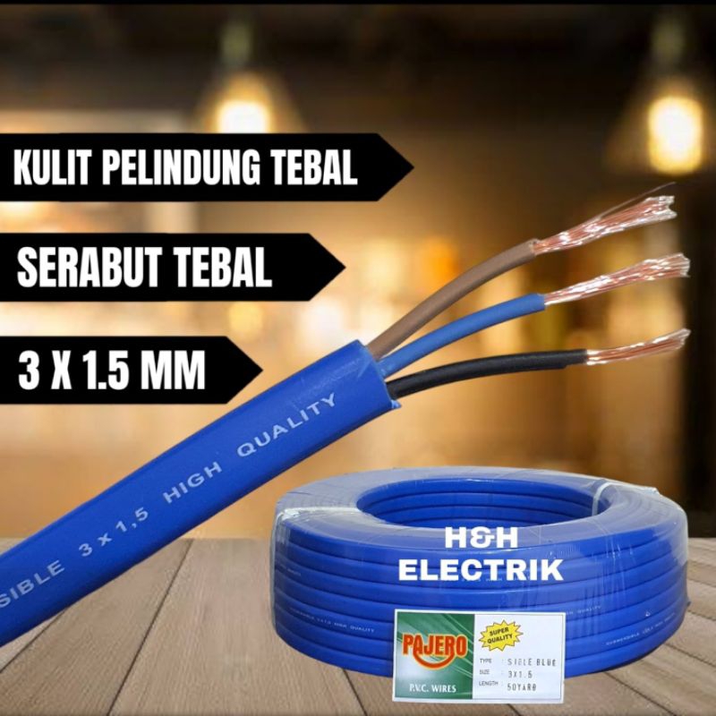 Jual Kabel Submersible/Sibel Pompa air Kabel Serabut 3x1.5mm Model Oval ...