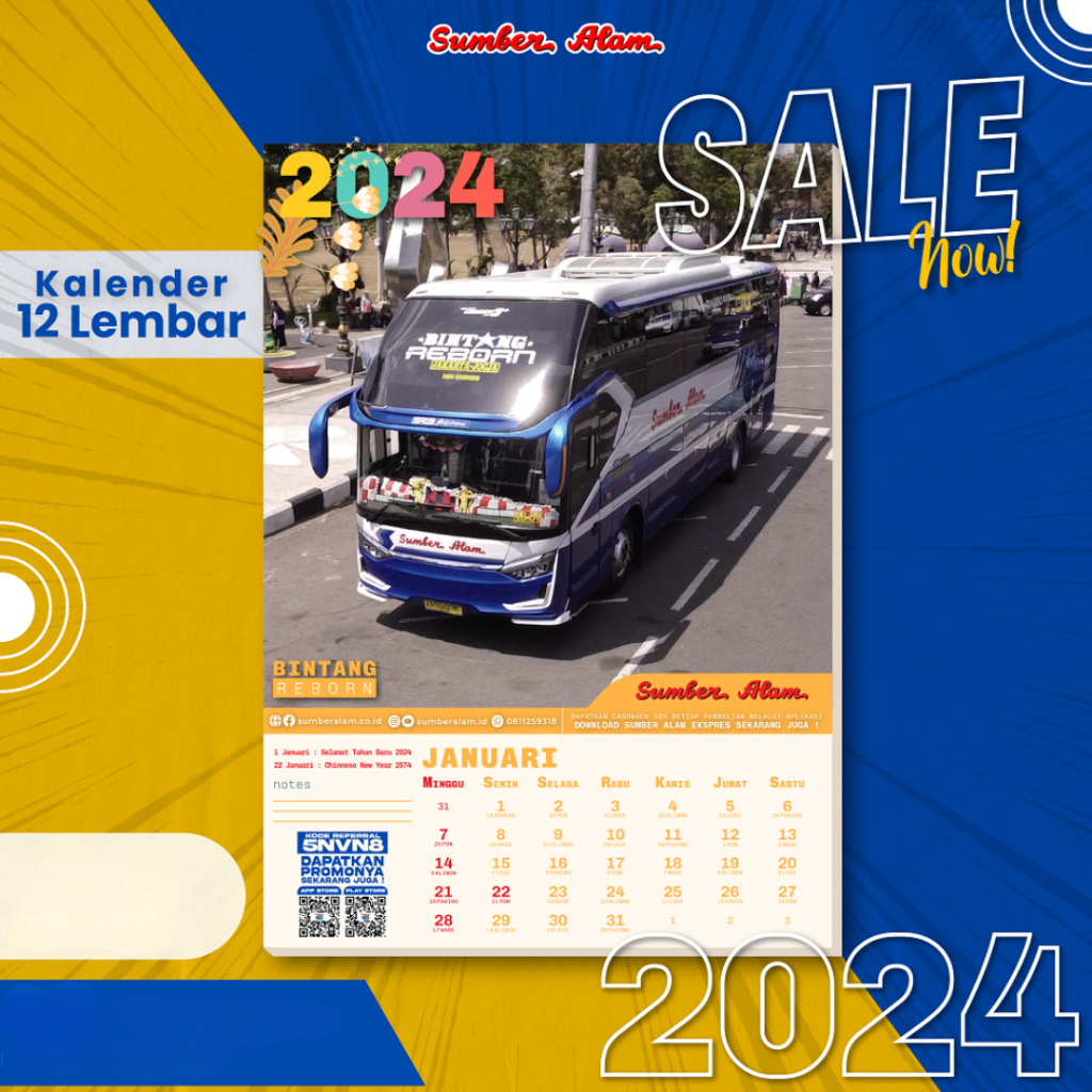 Jual Kalender Dinding 2024 Bus Sumber Alam | Kalding 2024 isi 12 ...