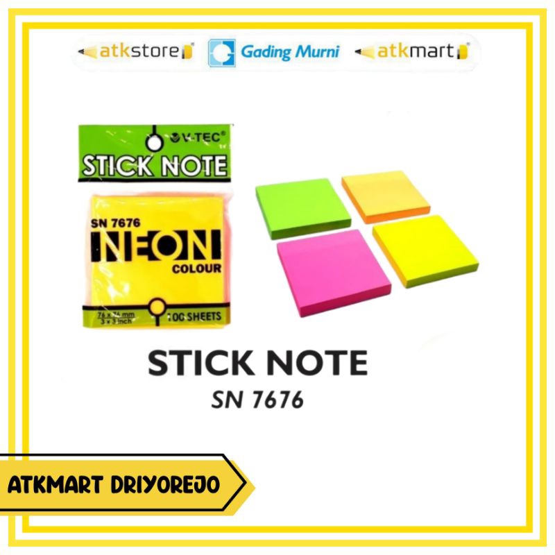 Jual V-TEC STICKY NOTES SN-7676 - STICK NOTE - POST IT - MEMO TEMPEL ...