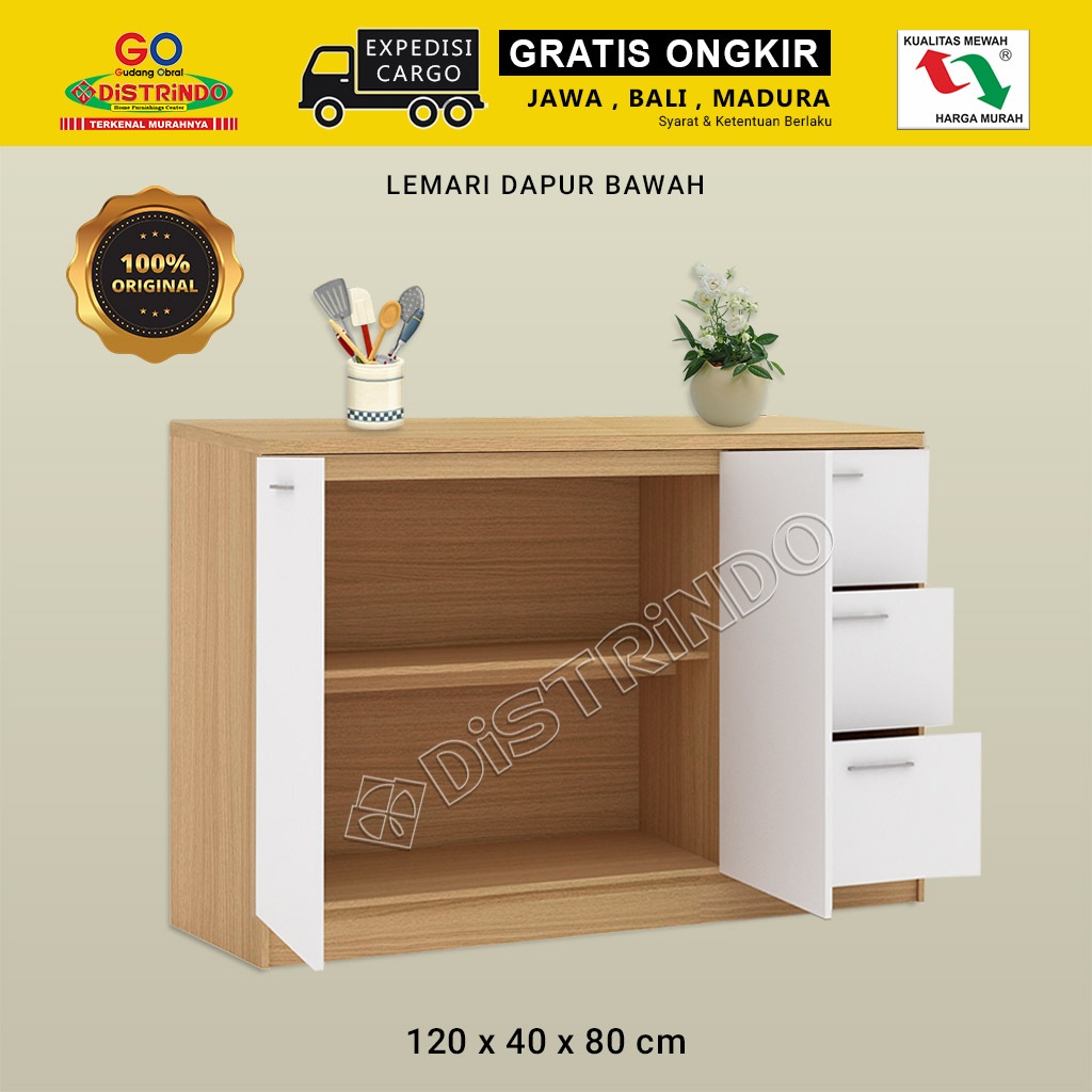 Jual Distrindo - Lemari Rak Dapur Bawah 2 Pintu 3 Laci Serbaguna Murah ...