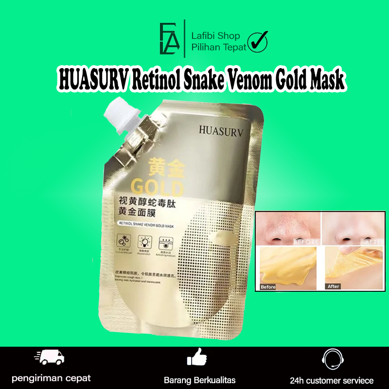 Jual HUASURV Retinol Snake Venom Gold Mask Cream 100% Original - Masker ...