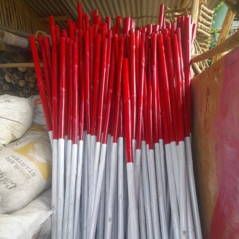 Jual tongkat pramuka bambu toya sudah cat merah putih tinggi 160cm dm 3 ...