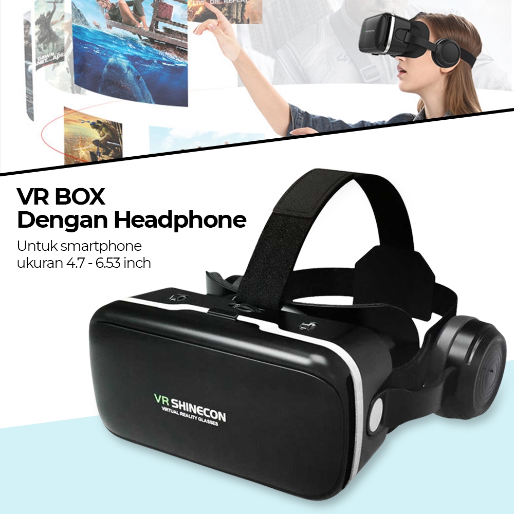Jual Shinecon 6.0 VR Box VRBox Virtual Reality Glasses dengan Headphone (BSR) | Shopee Indonesia
