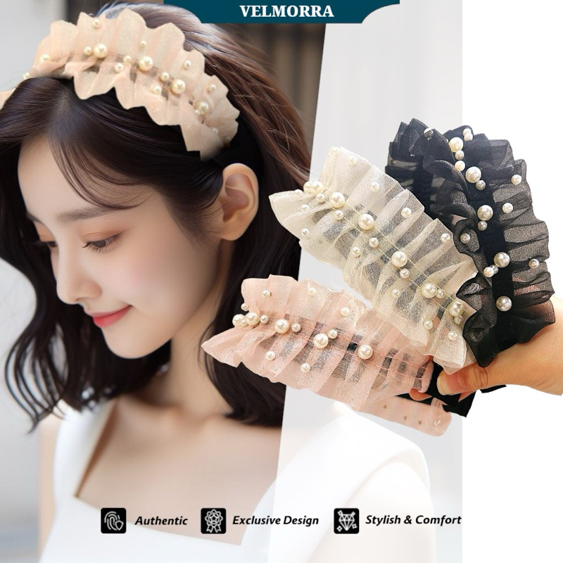 Jual Headband Granite Bando Korea bandana Lebar Mewah Mutiara Layer ...