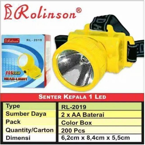 Jual Senter Kepala Rolinson 1 Led RL-2019 Headlamp HeadLight RL-2019 Baterai - SYS | Shopee ...