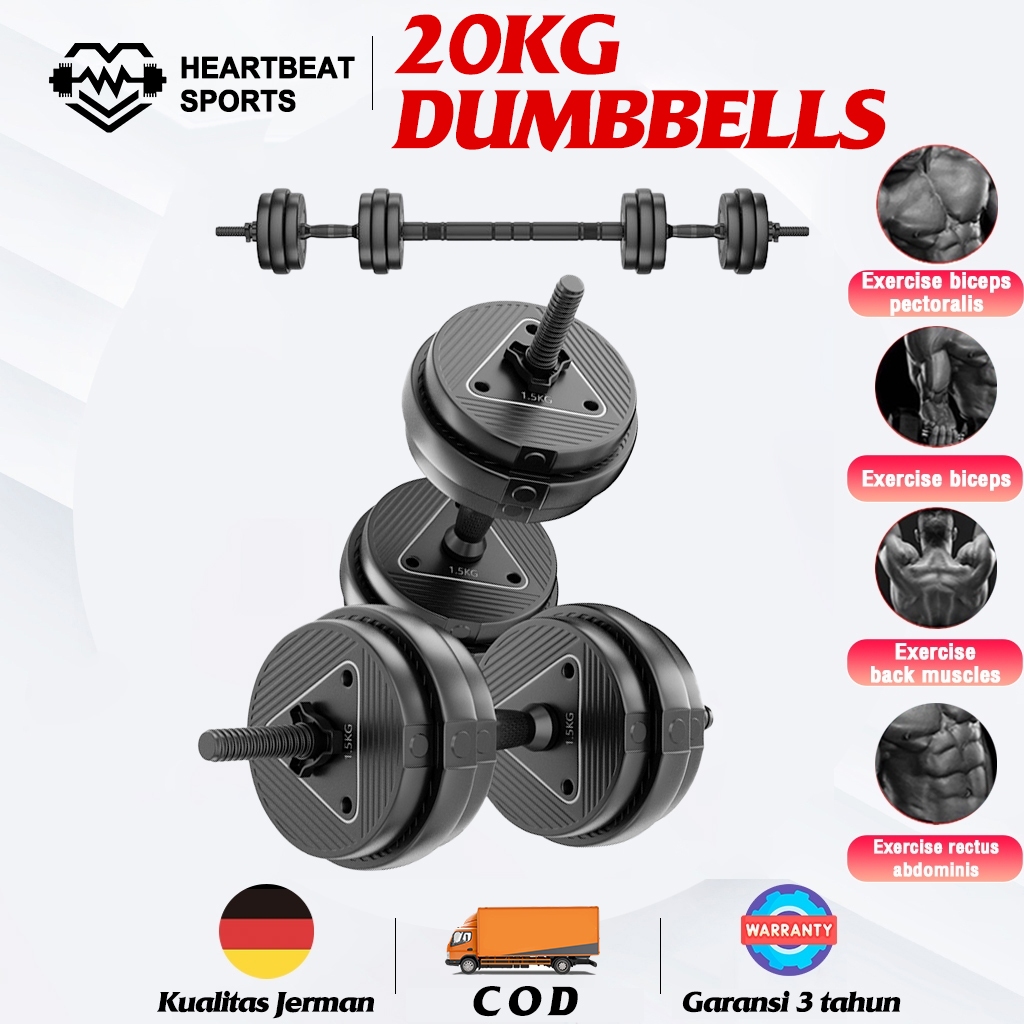 Jual Heartbeat Dumbell Barbell Set 20KG Dumbel Perlindungan Lingkungan / Dumbbell PVC 20KG ...