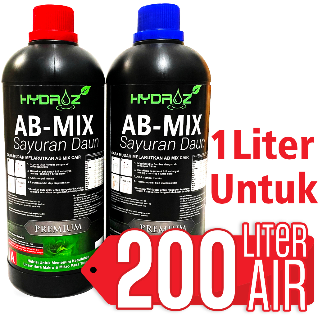 Jual AB Mix Cair sayuran daun PREMIUM Hydroz 1 Liter A & 1 Liter B ...