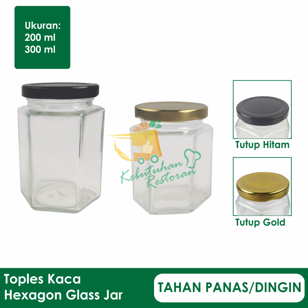 Jual [Toples Baru] Glass Jar / Botol Kaca Hexagonal 200ml / 300ml ...