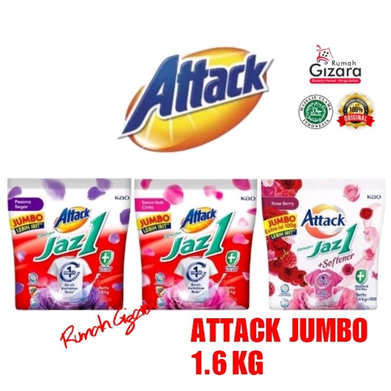 Jual Attack Jaz1 Bubuk 1.6Kg Detejent Bubuk 1600 Gram ATTACK JUMBO ...