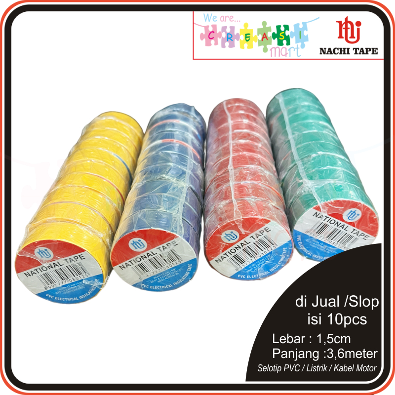 Jual National Selotip PVC/Kabel/Listrik di jual /slop isi 10pcs Nachi ...
