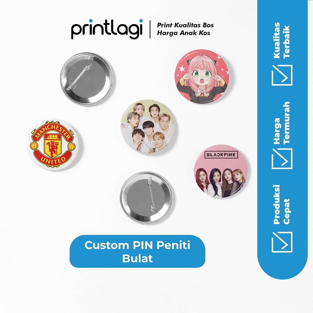 Jual Cetak Pin Peniti Bulat Custom Gambar / Pin Peniti Custom / Pin ...