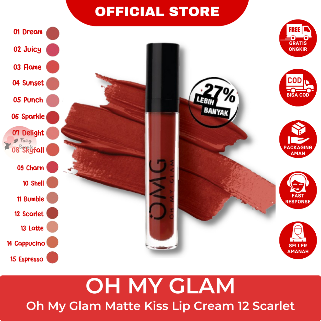 Jual OMG OH MY GLAM Matte Kiss Lip Cream 3.5 gr gram Lip Tint Lipstrick ...