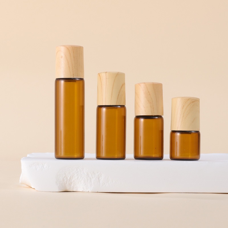 Jual botol rol on kaca amber tutup motif kayu 1,2,3,5ml / Botol ...