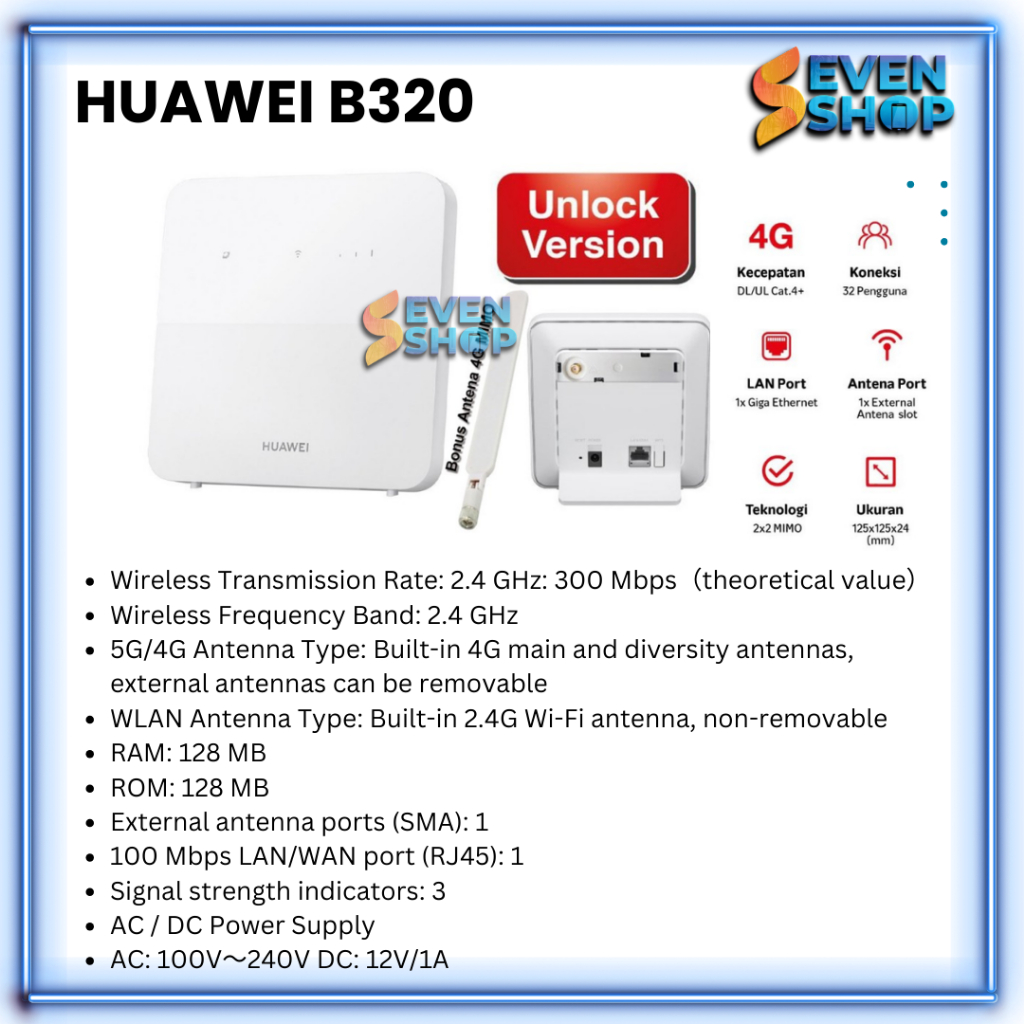 Jual Modem Wifi 4G Huawei B320 CPE Router Unlock All Operator Free ...