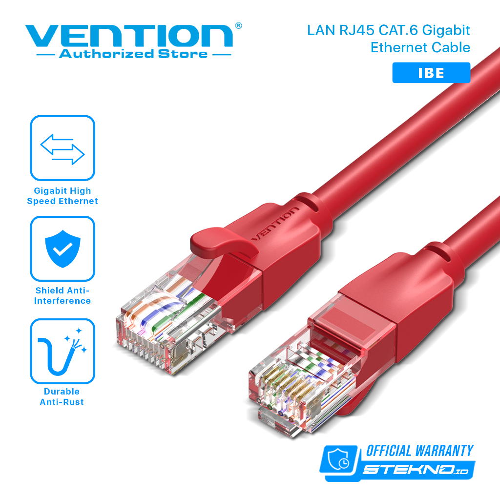 Jual Vention Kabel Lan RJ45 Cat6 Cat.6 Gigabit Ethernet UTP Round 1m 2m ...