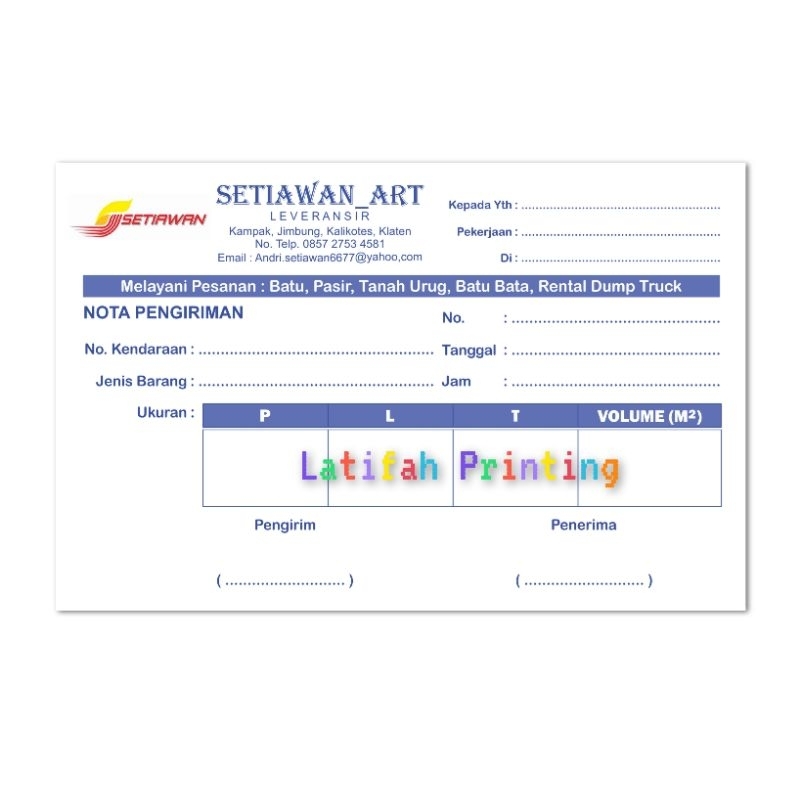 Jual NOTA MATERIAL/Nota Material/Nota Pasir/Nota Urug/NOTA CUSTOM ...