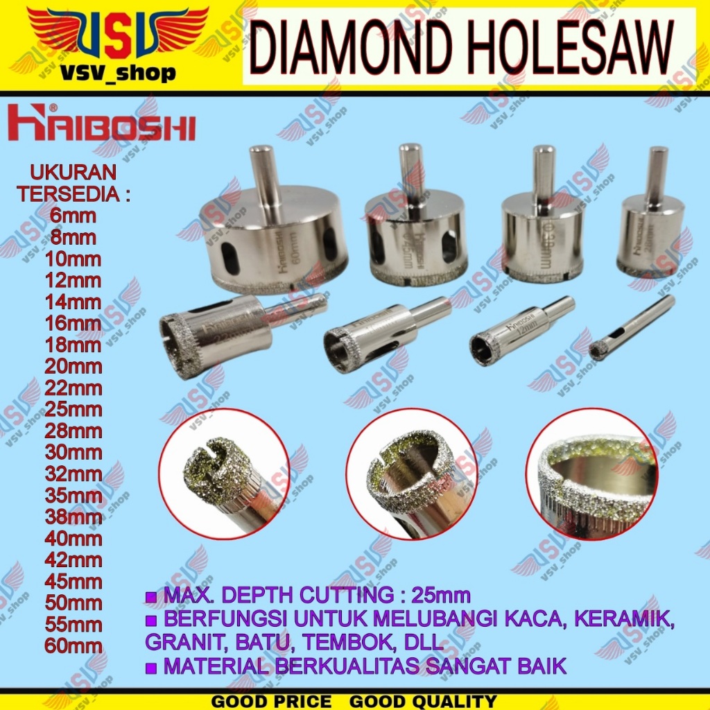 Jual Mata Bor Kaca Granit Keramik Batu Diamond HoleSaw Mata Bor Intan 6 ...