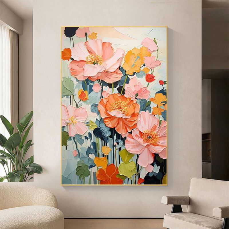 Jual lukisan abstrak teksture bunga warna warni nan cantik,lukisan ...