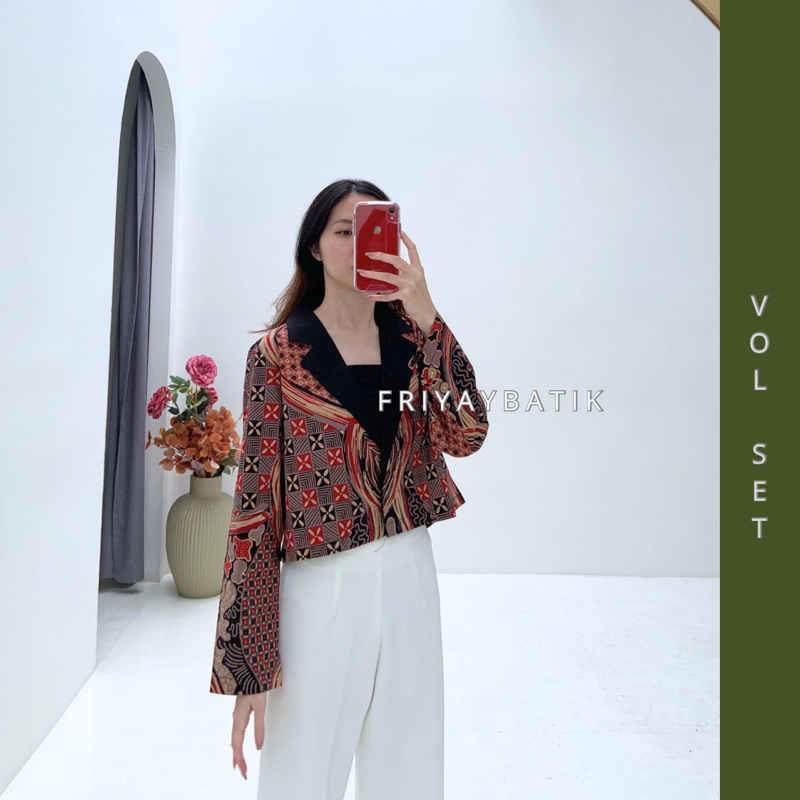 Jual Genne Crop Top Long Sleeve Batik / Baju Atasan Batik Wanita Lengan ...