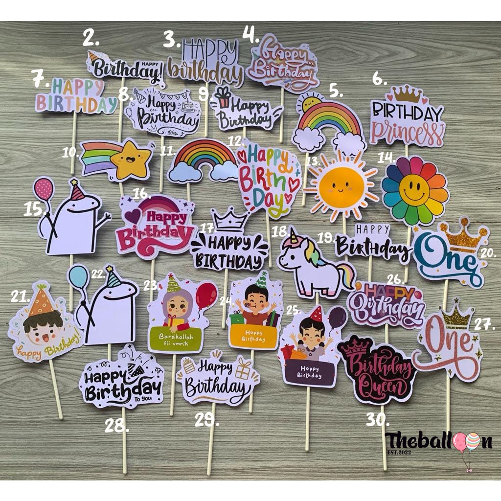 Jual Topper Cake Ulang Tahun / Topper Buket / Topper Hiasan Kue ...