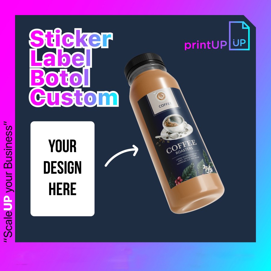 Jual CETAK STICKER LABEL BOTOL KEMASAN MINUMAN KOPI SUSU LITERAN ...