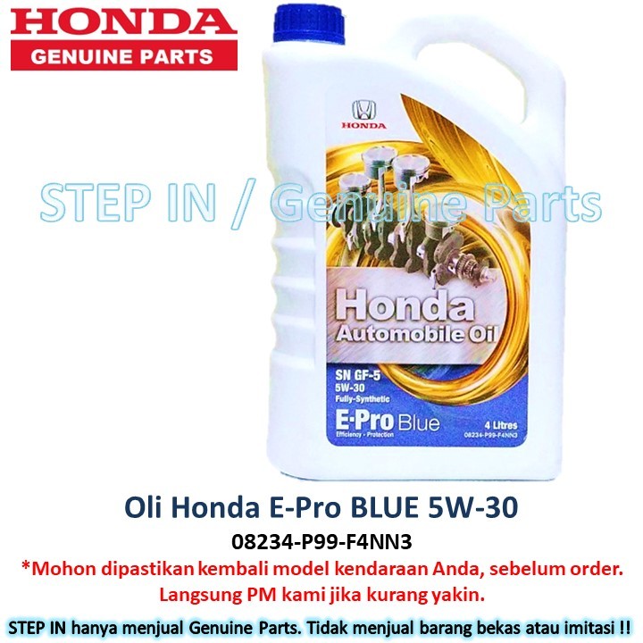 Jual Oli 4L 5W-30 SN OIL Automobile HONDA Fully Synthetic e-Pro Blue ...