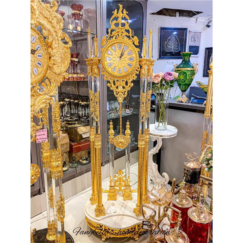 Jual Pajangan Jam Emas Sultan Mewah Antik Jam Berdiri Kristal Putih ...