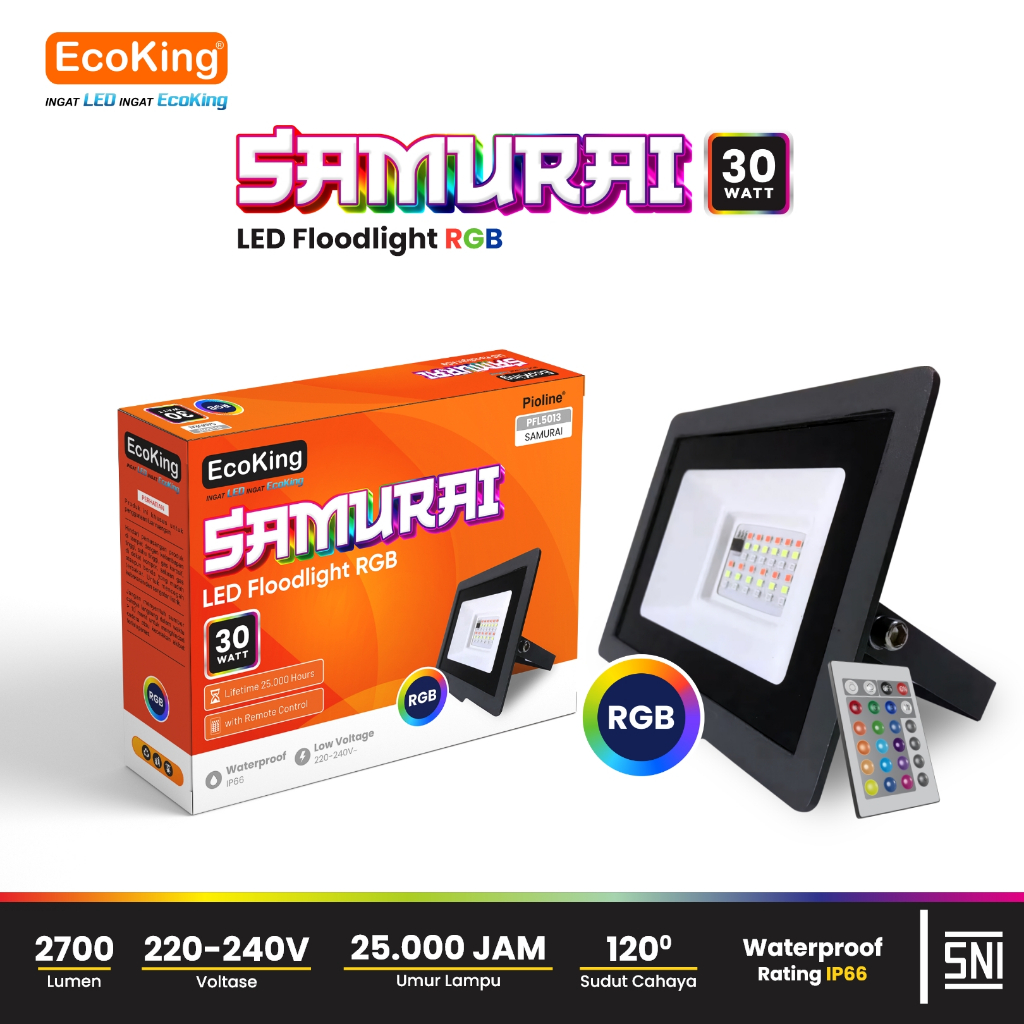 Jual EcoKing LED Samurai Flood Light Lampu Sorot 30W RGB (SAMURAI ...