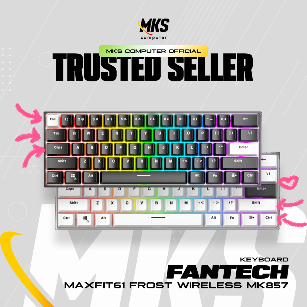 Jual Fantech MAXFIT61 FROST Wireless Hostwap Keyboard Gaming Mechanical ...