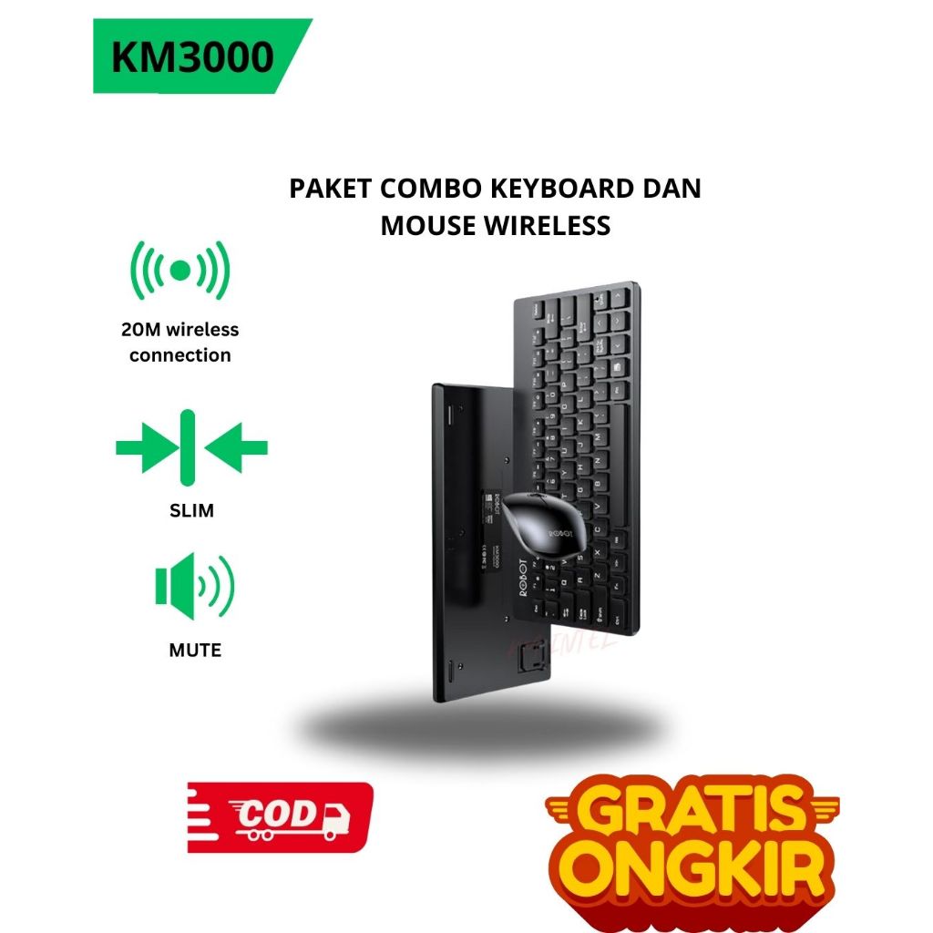Jual KEYBOARD MOUSE WIRELESS MINI ROBOT KM3000 GARANSI RESMI ROBOT ...