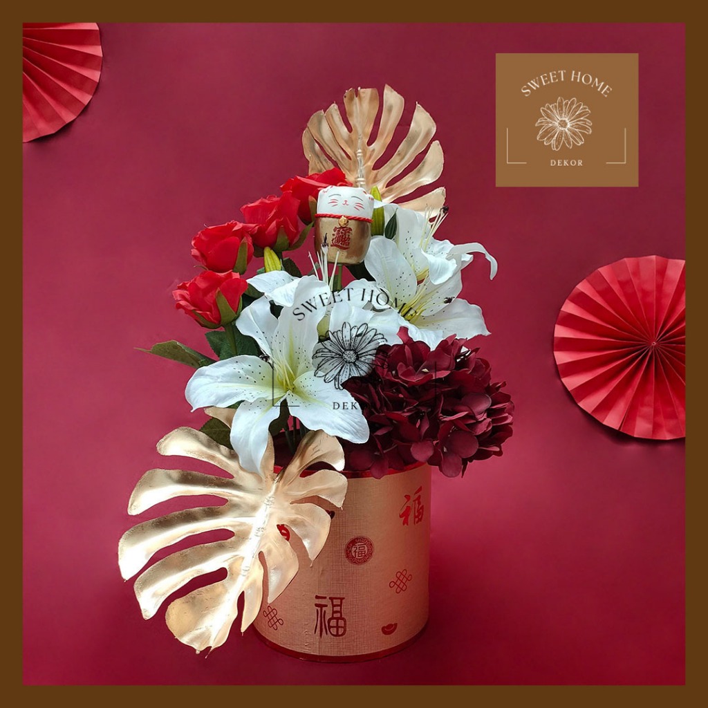 Jual 1 Set Fu Pot Bunga Imlek Premium Dekorasi New Year Imlek 2024 ...