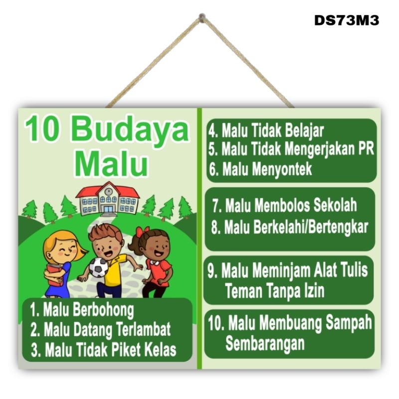Jual Hiasan dinding Poster 10 BUDAYA MALU JUMBO SIZE 30x40 cm gantungan edukasi sekolah anak SD ...