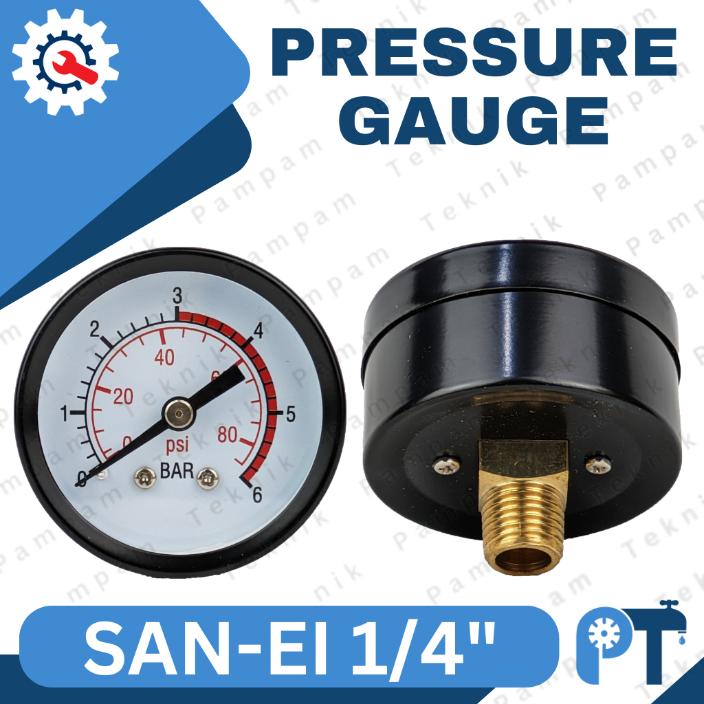 Jual PRESSURE GAUGE SANEI 1/4 INCH / AMPER METER SAN EI BODY BESAR ...