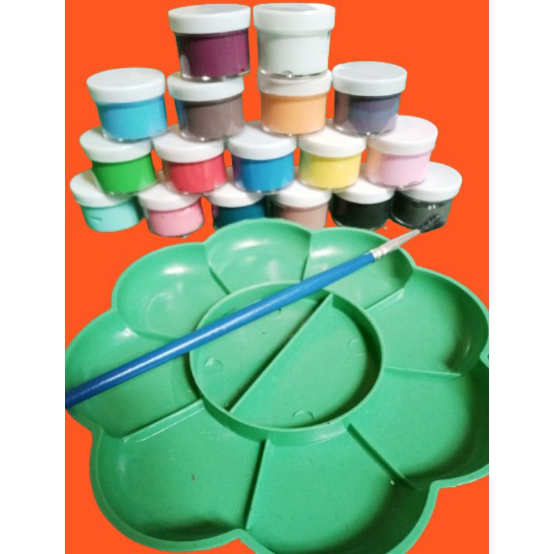 Jual 1 set (17 cat warna lukis+kuas+pallet) | Shopee Indonesia