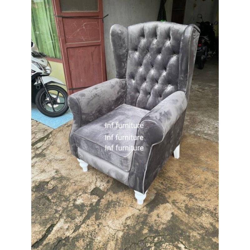 Jual sofa single bludru wing chair sofa single minimalis bludru premium ...
