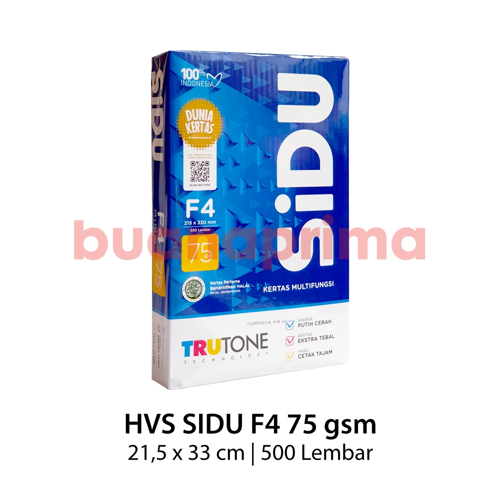Jual Kertas HVS Sidu F4 75 gsm per rim Putih Fotocopy Printer Paper ...