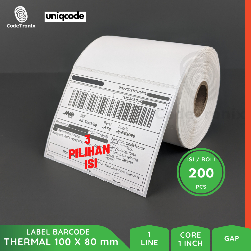 Jual Label Stiker Kertas Thermal 100x80 Resi A7 Direct Sticker Barcode ...