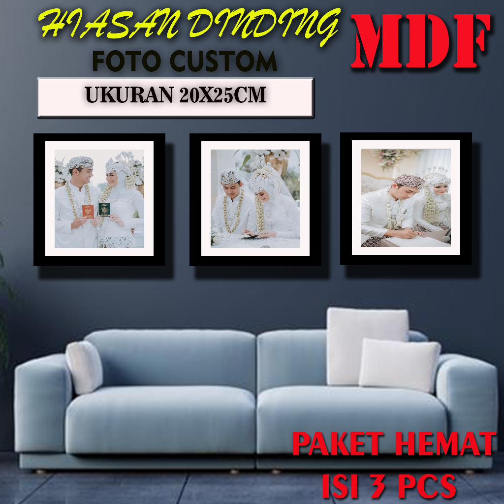 Jual Hiasan Dinding Cetak Foto Custom List Putih Hitam Bingkai MDF ...
