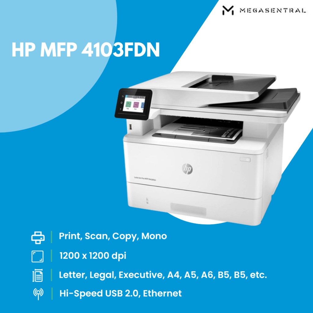 Jual HP Printer LaserJet Pro MFP 4103FDN Print / Duplex / Fax [2Z628A] | Shopee Indonesia