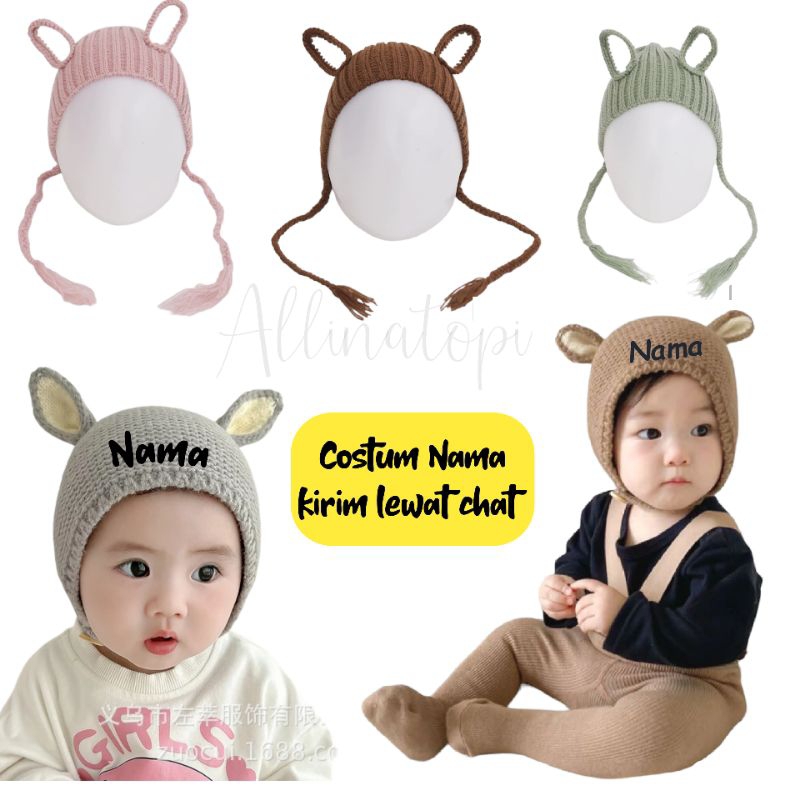 Jual Topi Bunny Beanie Hat Usia 1-3 Tahun Free Bordir Nama / Topi Anak ...