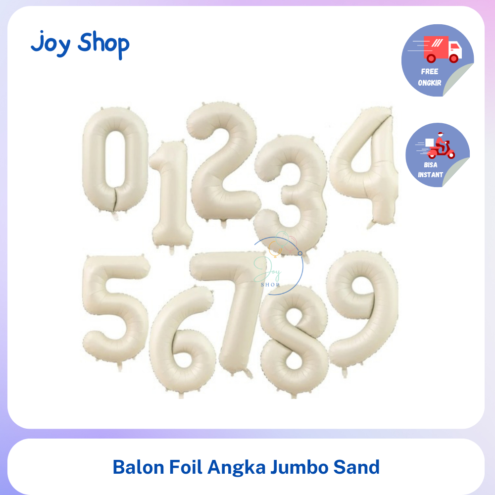 Jual Balon Angka Jumbo 100cm Warna White Sand Retro | Shopee Indonesia
